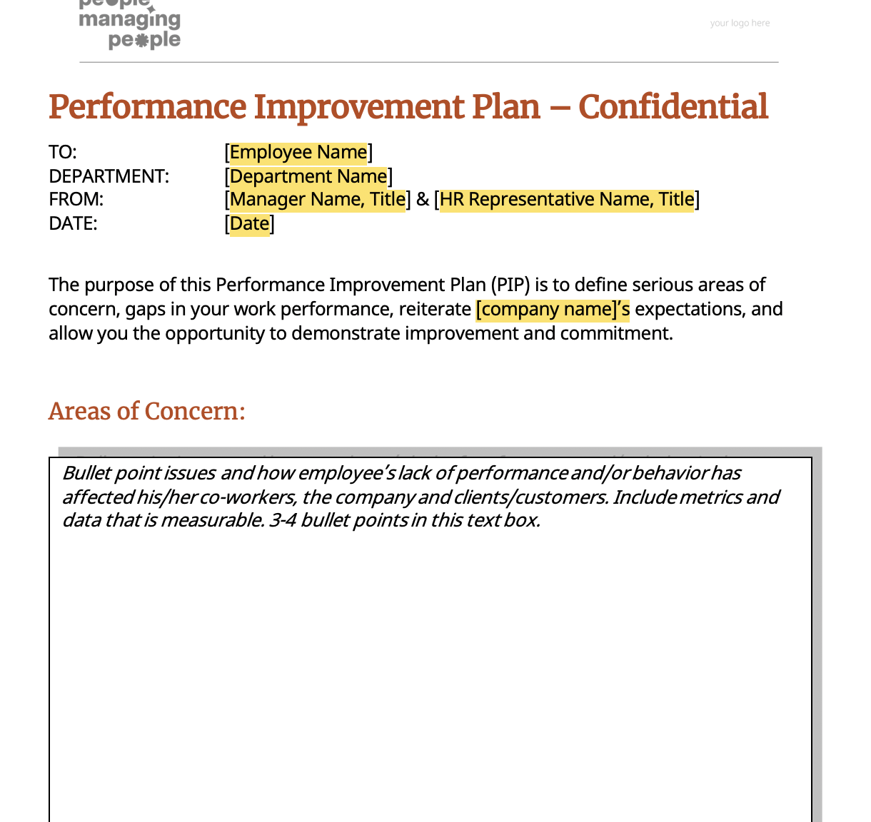Performance Improvement Plan Template & Guide